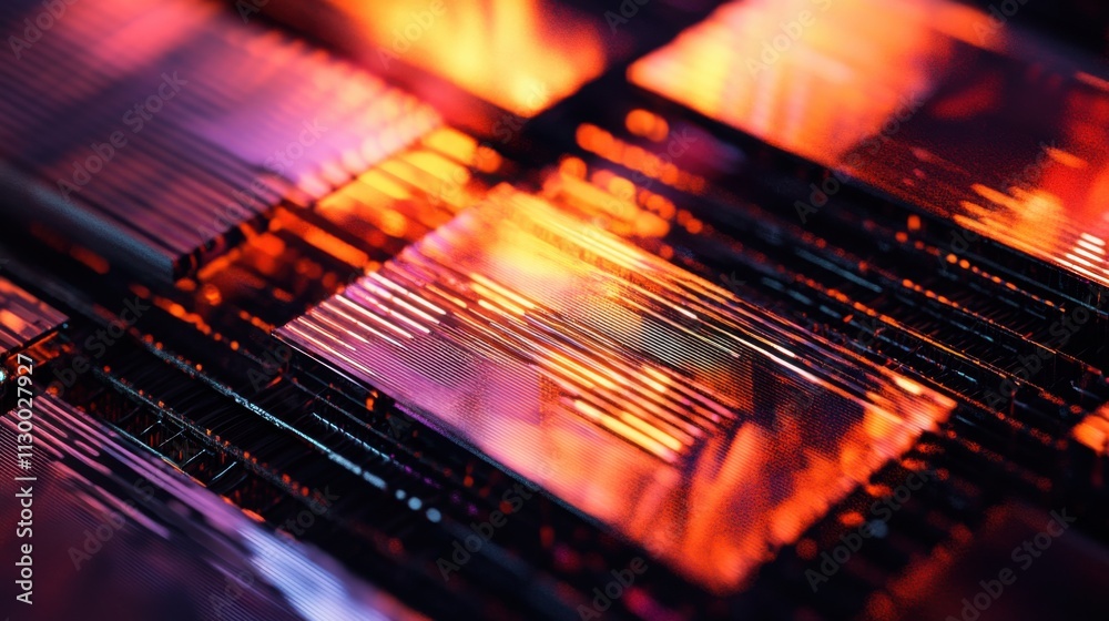 A detailed close-up of a perovskite solar cell structure with layers of ...