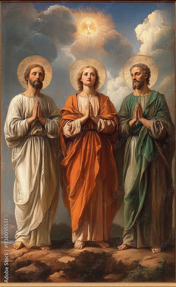 Holy Family Scene in Renaissance Style with Jesus Mary Joseph in ...