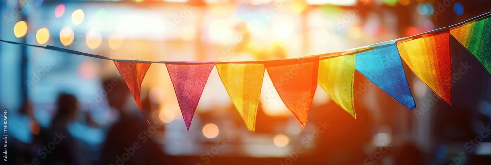 Pride Month Celebration in Office with Rainbow Bunting and Inclusive ...