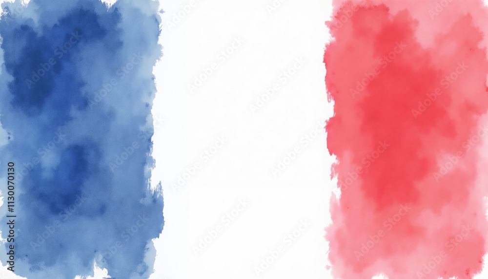 Watercolor French Flag with Blue, White, and Red Stripes.Liberty ...