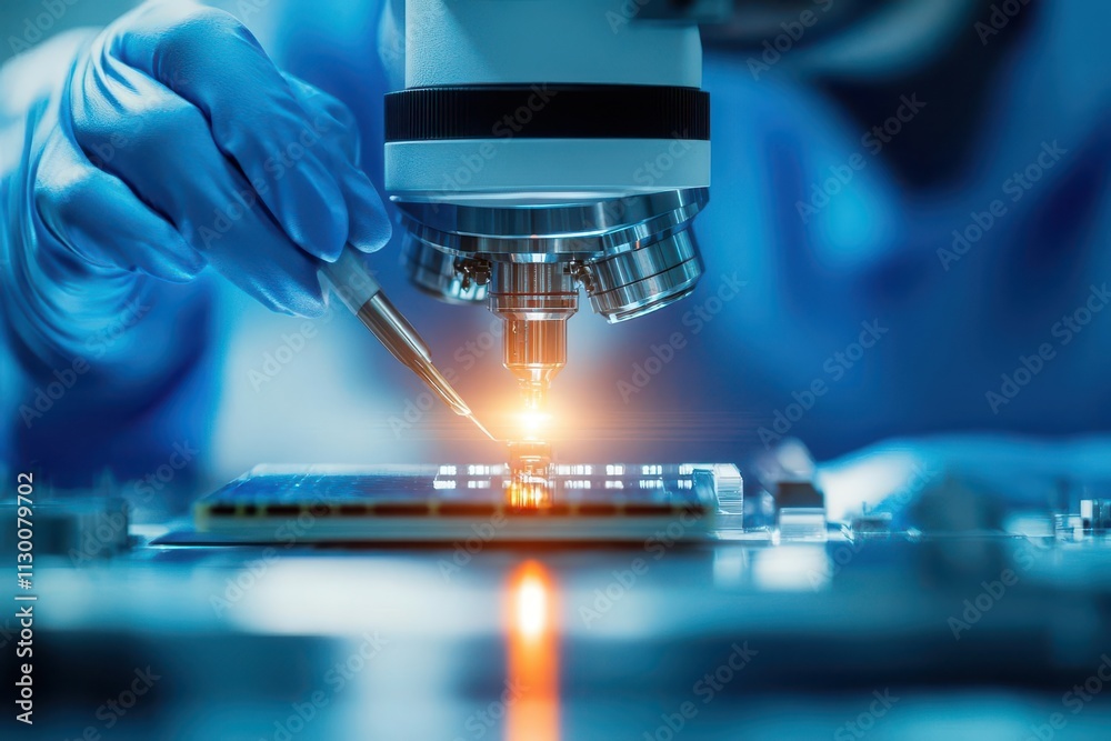 Operator managing a cleanroom environment for semiconductor production ...