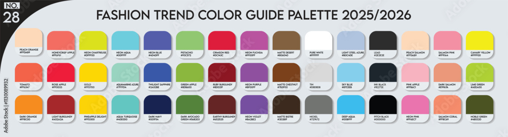 Fashion Trend Color guide palette 2025-26 no.28. An example of a color ...