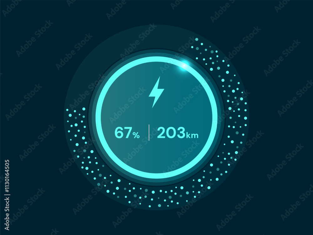 Electric Vehicle battery charging Status Dashboard Hologram Interface ...