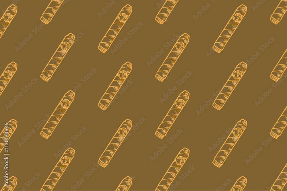 smoking cigar retro doodle seamless pattern on brown background for ...