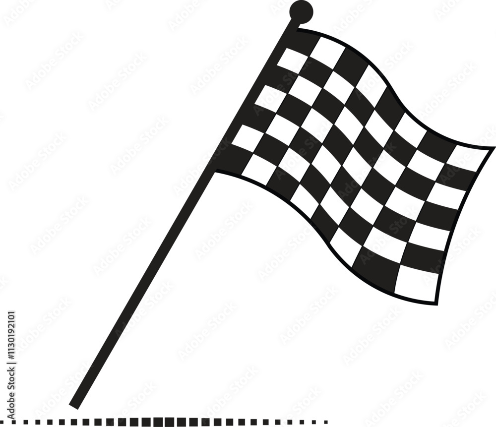 single checkered flag waving below the pole. car racing flag. finish line flag. eps vector Stock ...