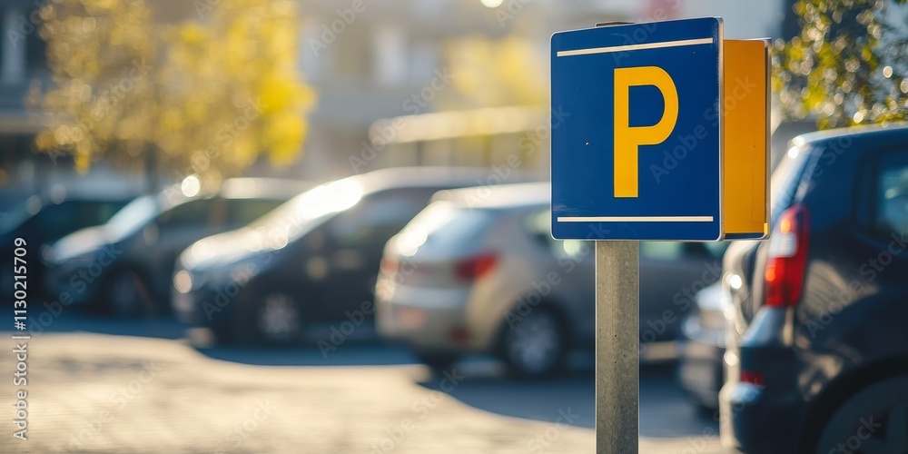Car park signage in an outdoor setting, indicating designated parking ...