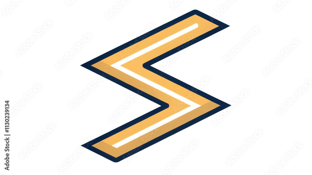 bold, angular line symbol with double zigzag design in yellow and white ...