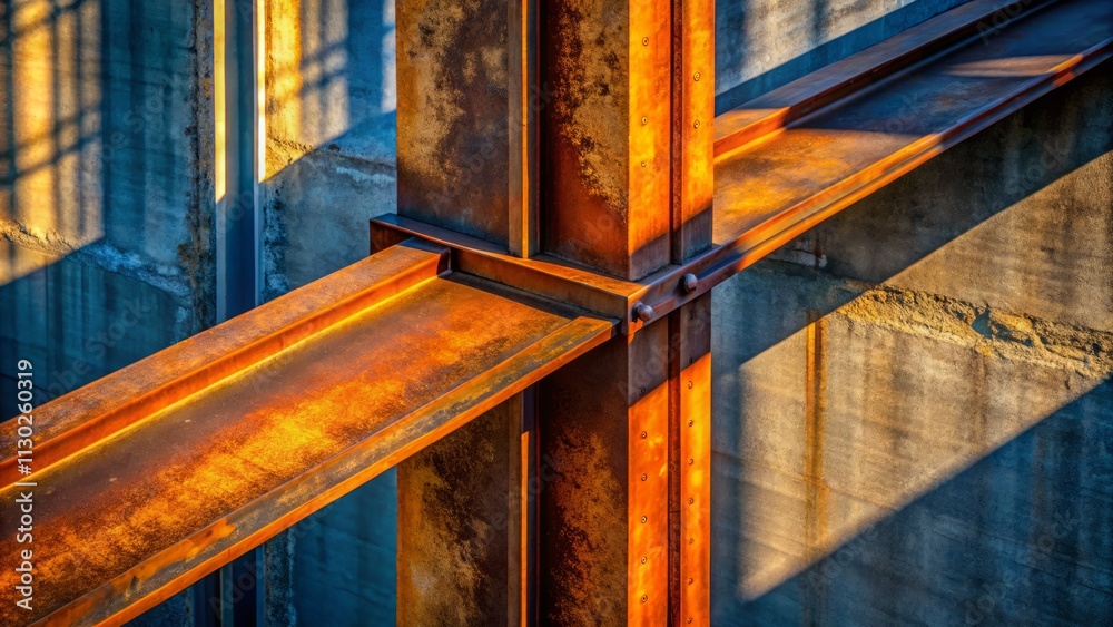Stock-Foto „Bird's Eye View Steel Beam Column Wall Construction ...