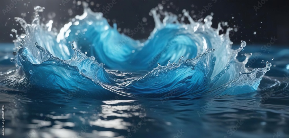 Churning acrylic colors in a whirlpool of blue, colorful mix, creative ...