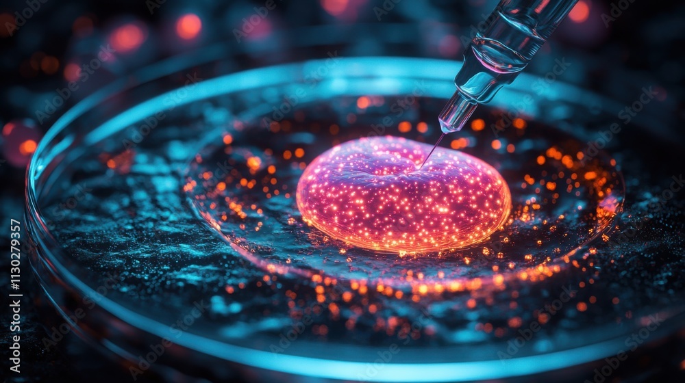 Microscopic In Vitro Fertilization with Glowing Embryo in Reproductive ...