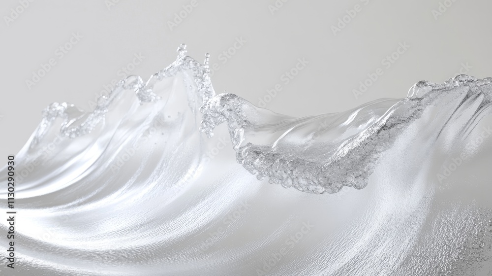 elegant water curve, splashing liquid movement, floating water ...