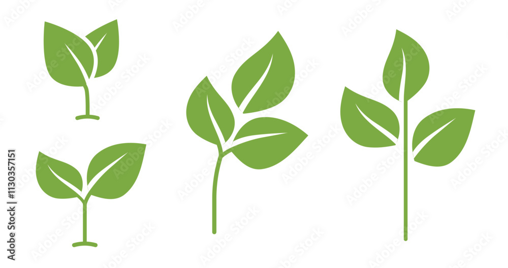 Sprout small icon vector simple spring graphic illustration set, cute ...