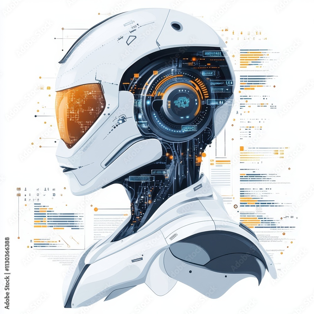 Futuristic robot with advanced machine intelligence interface in ...