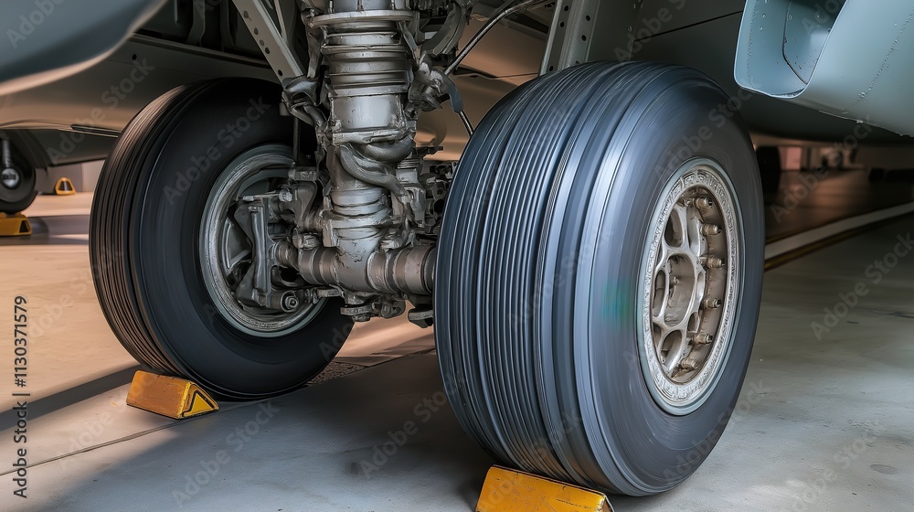 Airplane wheel compartment with mechanical components and hydraulic ...