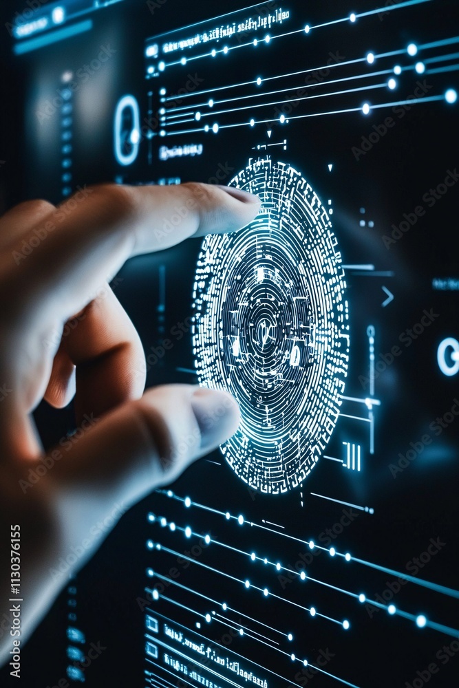 A digital identity verification system, a hologram scanning a citizen's ...