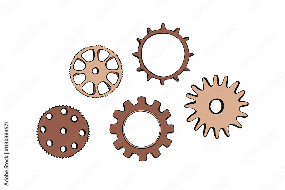 Cogwheels set in steampunk vintage style. Retro industrial gear ...