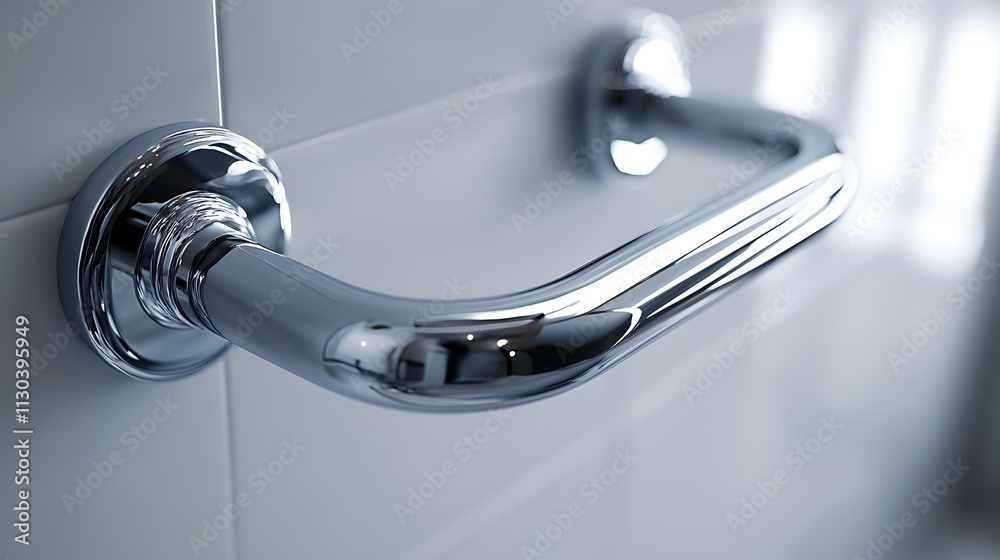 Bathroom safety concept, Curved Chrome Grab Bar for Bathroom Safety ...