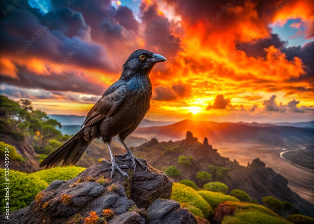 Hawaiian Black Devil Bird Panoramic Photography: Rare Avian Species ...