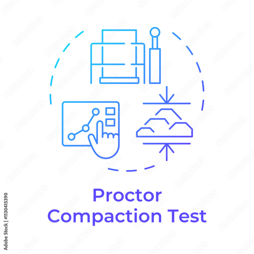 Proctor compaction test blue gradient concept icon. Optimum moisture ...