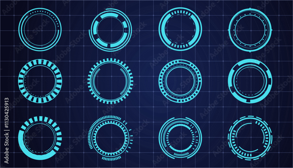 Hud aim pointer optical target, Futuristic focus range indicators ...