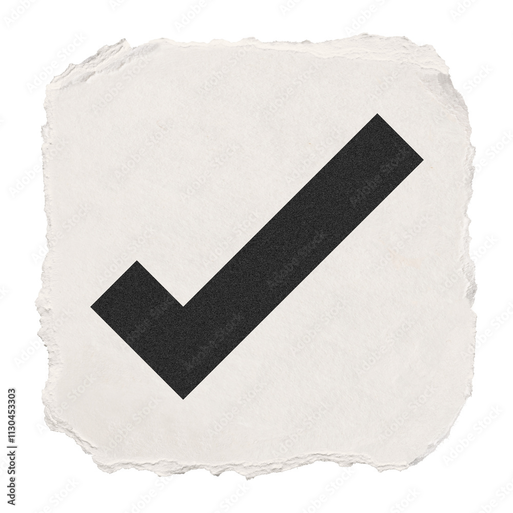 Check mark png icon sticker, ripped paper design on transparent ...