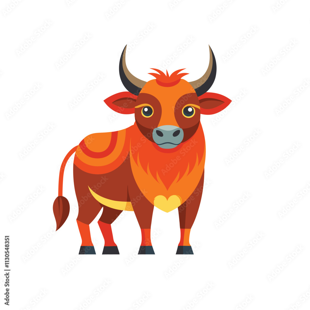 Ox Cartoon Colored Clipart Illustration Vector. Stock Vector | Adobe Stock