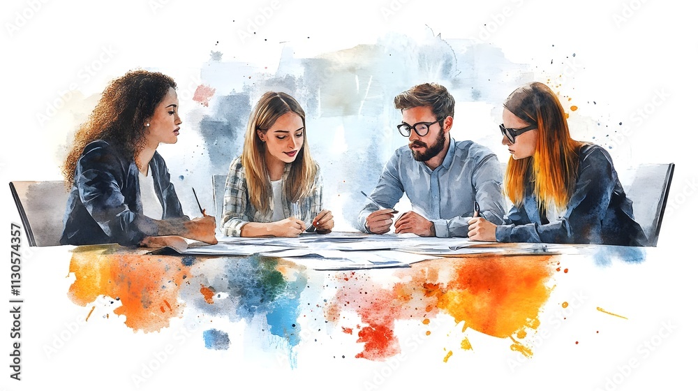 Dynamic Creative Team Collaboration in a Modern Workspace with Bright ...