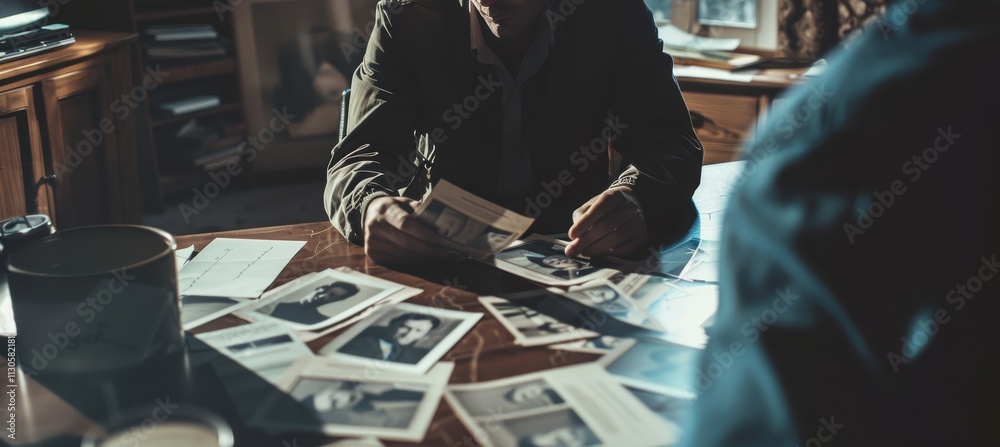 Tense Detective Interrogation Scene with Evidence Display for Crime ...