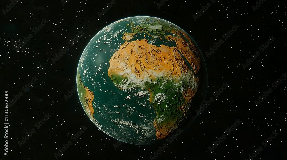 Planet Earth from Space D Render Global View Continents Oceans Stock ...