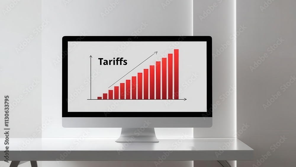A graph on a computer screen displays a rising bar chart labeled ...