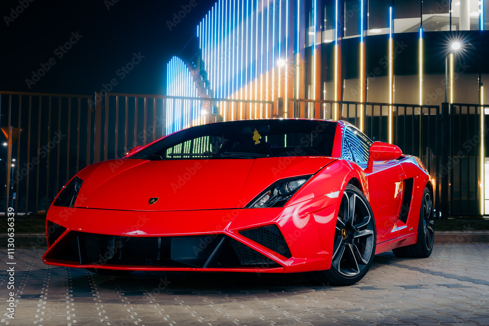 Photo of a red Lamborghini Gallardo LP560-2 50th Anniversary. The night ...