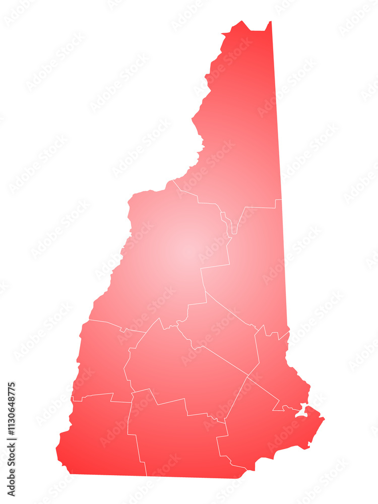 New Hampshire administrative map. counties map of New Hampshire, blank ...