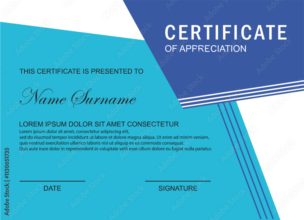 Certificate of appreciation border template. Modern diploma design with ...