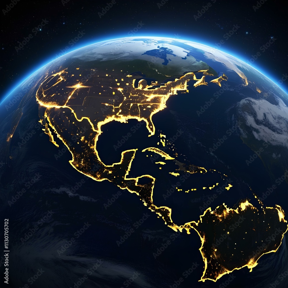 Round Earth in space on the background of the universe. Blue Planet ...