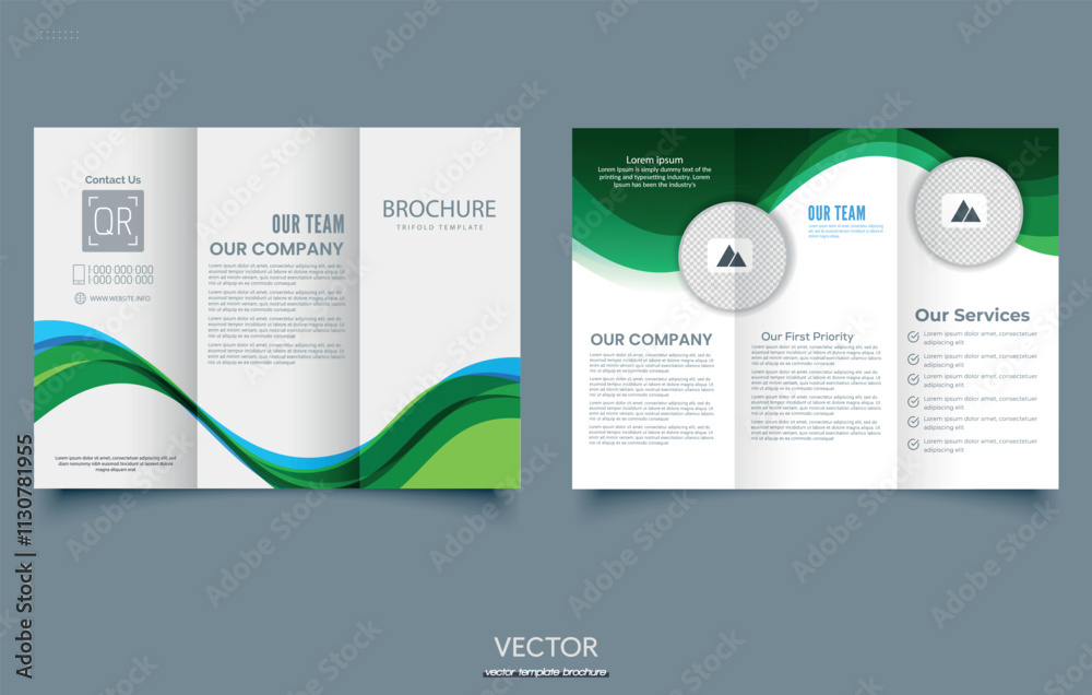 Professional clean corporate trifold brochure template, three fold ...