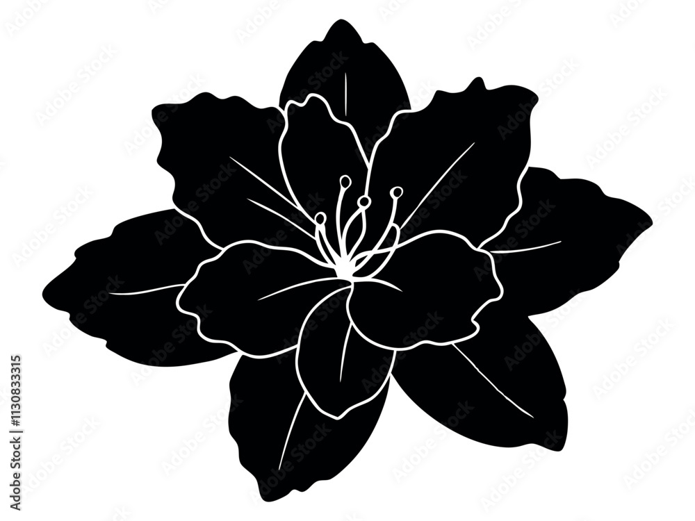 Azalea flower silhouette vector, Azalea silhouette, Azalea silhouette ...
