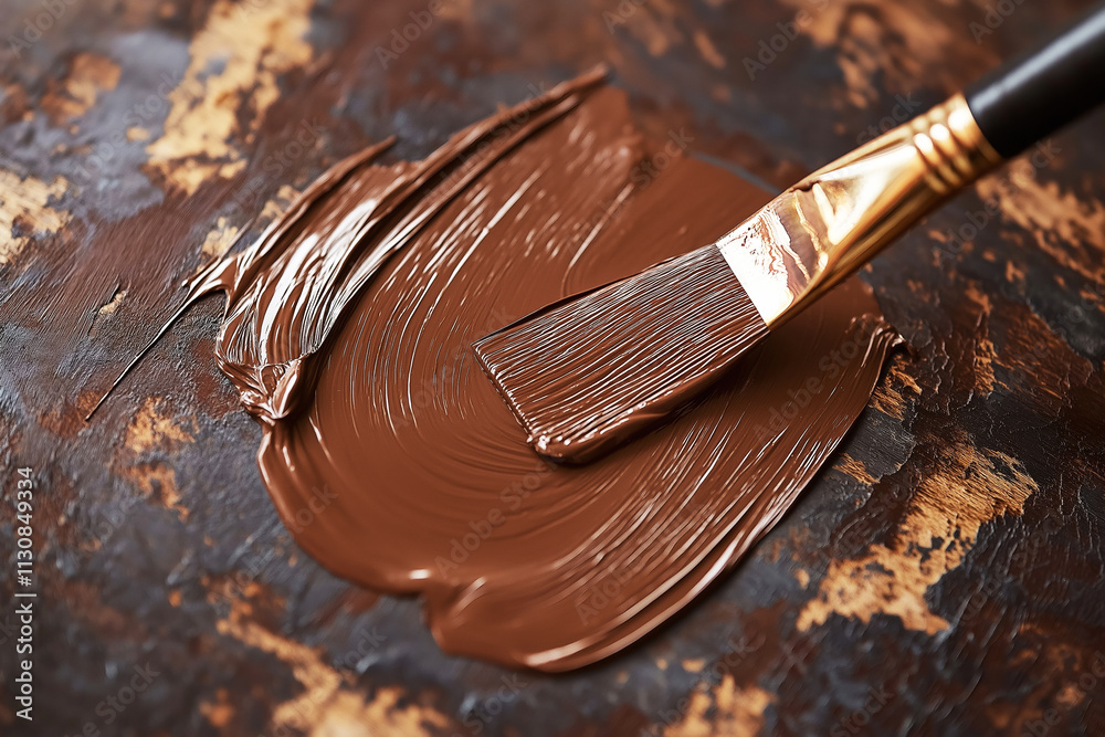 Swatch of paint color Mocha Mousse on a sample. New trending soft Mocha ...