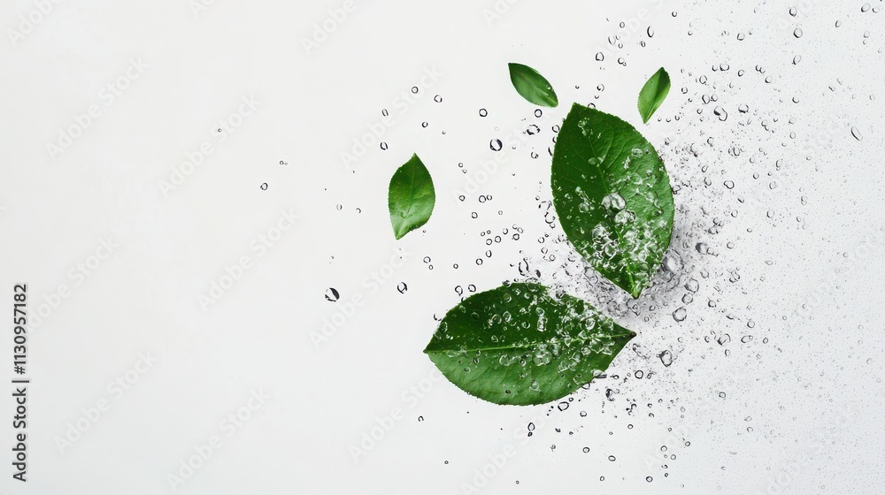 Zoomed-in green leaf revealing stomata and transpiration in nature ...