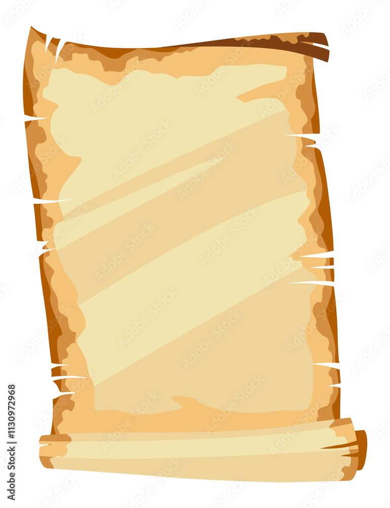 Medieval blank scroll. Ancient papyrus roll for map, old Bible or medieval letter. Parchment ...