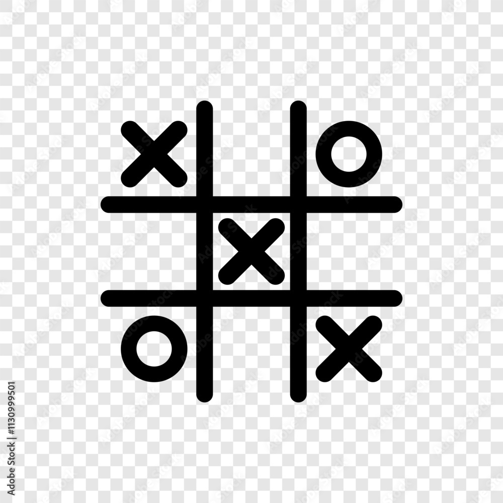 Tic tac toe simple icon. Flat design. Transparent grid Stock Vector ...