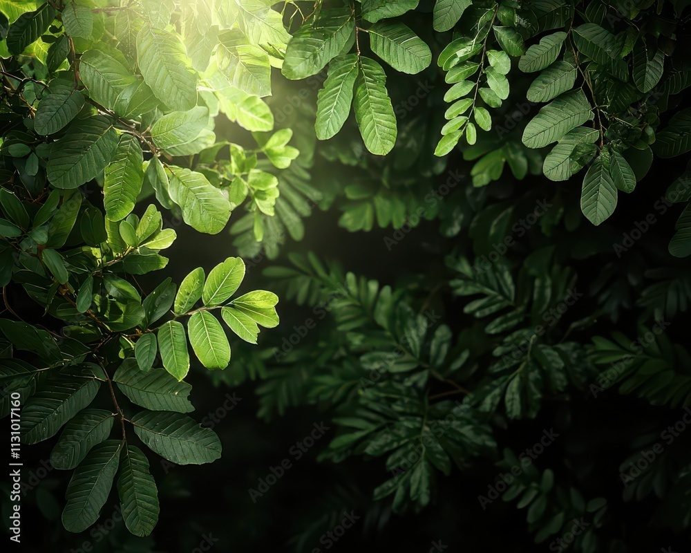 Jungle canopy alive with bird calls, wildlife hidden in the dense ...