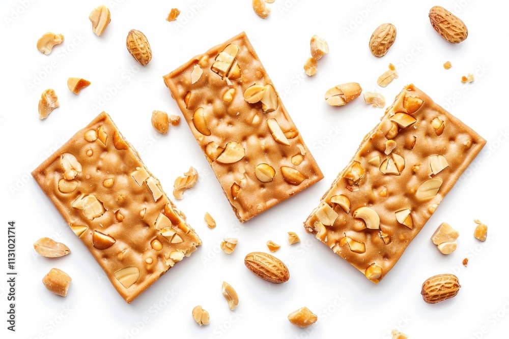 Top view of peanut chikki on white background Stock Photo | Adobe Stock