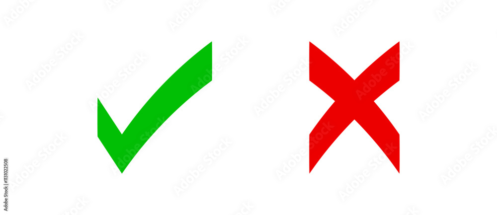 check mark green and red cross, confirm or deny, yes or no icon, check ...