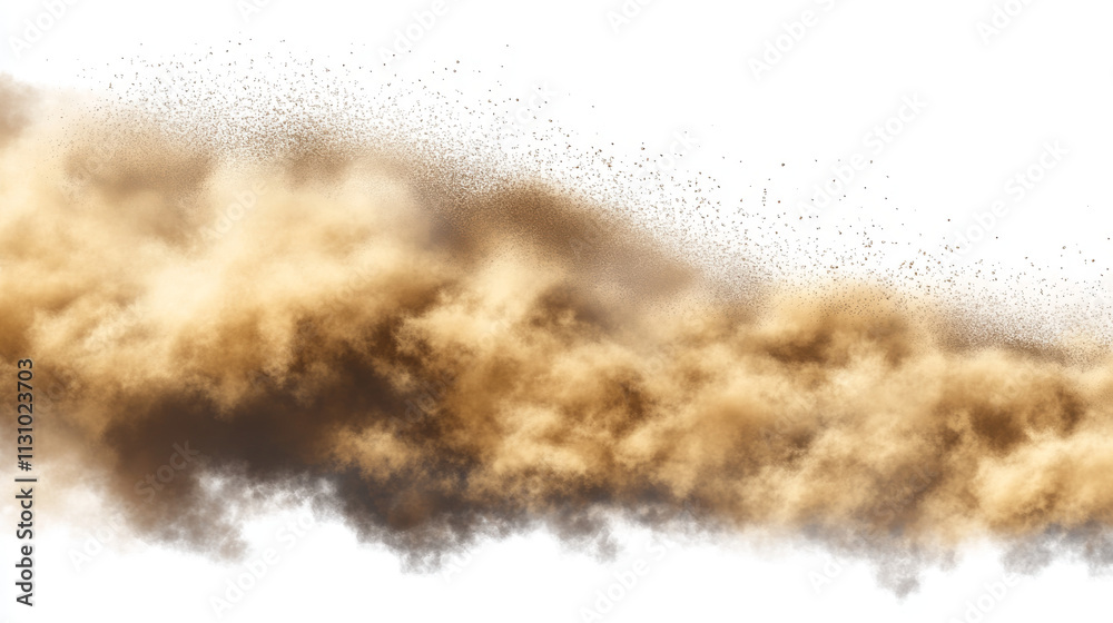 Desert sandstorm, brown dusty cloud or dry sand flying with gust of ...