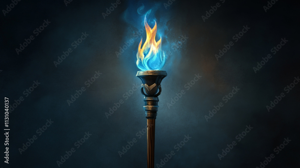 Burning fire on old torch for video game. Vector cartoon animation ...