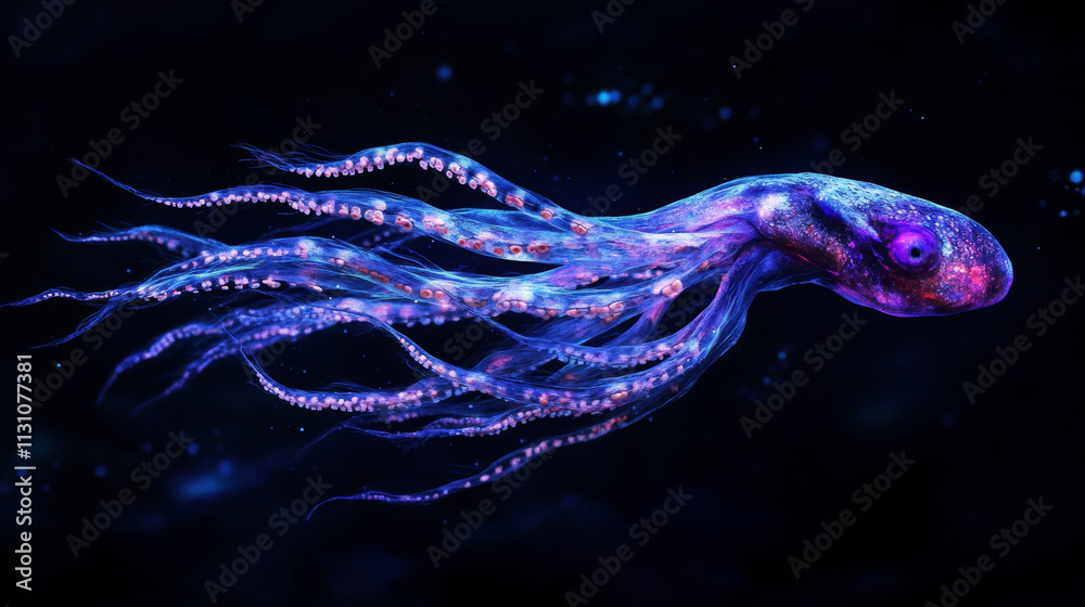 Ilustración de Stock Octopus tentacles in dark ocean water, monster ...