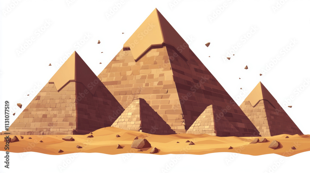 Egyptian pyramids isolated on transparent background. Famous African ...