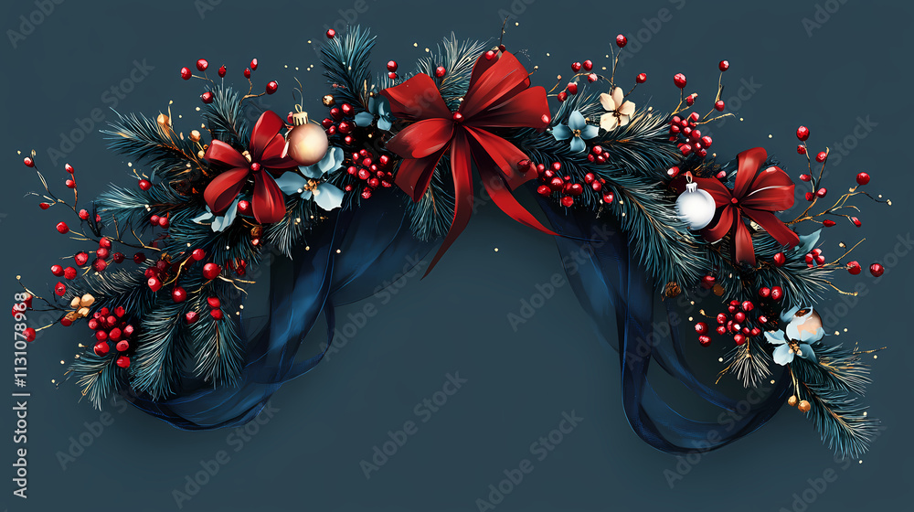 Arreglo o corona de navidad formado por un cirio o veil emblazoned with ...