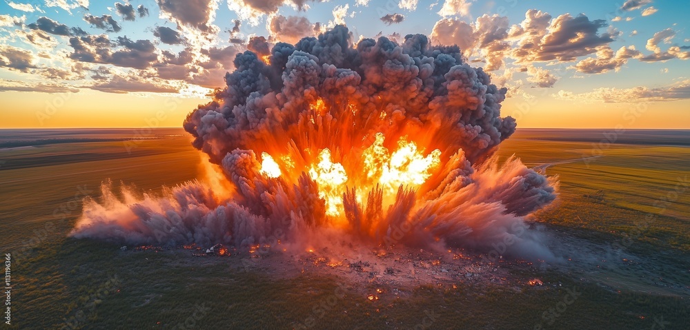 Sky High Explosion, A Mesmerizing Aerial Display of Power Stock Photo ...