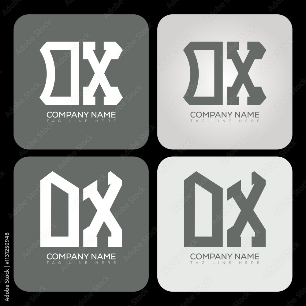 OX polygon, hexagon, flat and simple letter logo set in one artboard ...